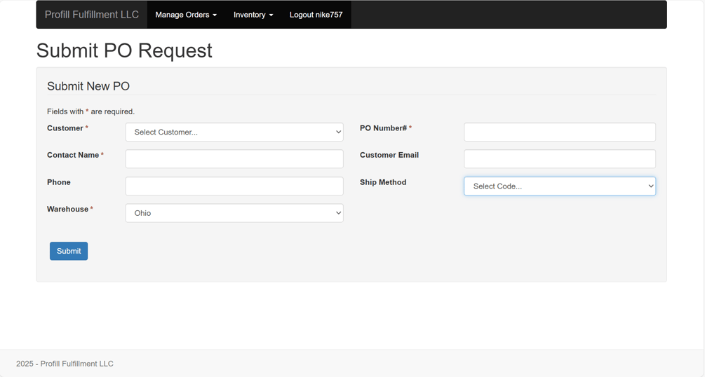 How to create a purchase order in Profill portal?